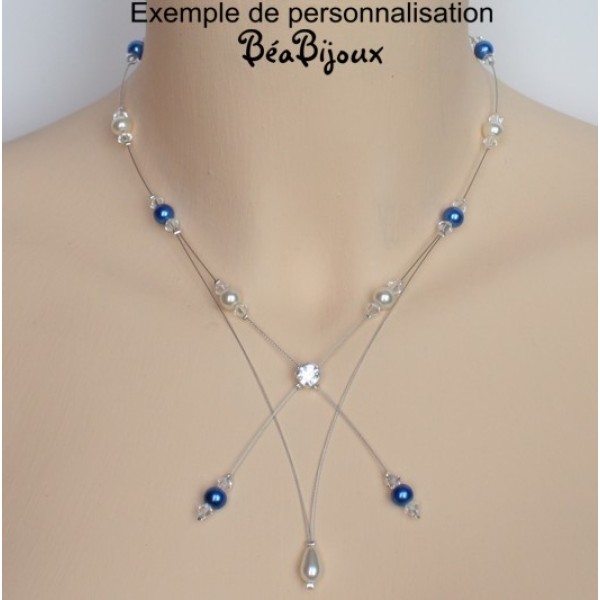 Collier Mariage Double Rang Pendentif Goutte Cristal Strass – BéaBijoux